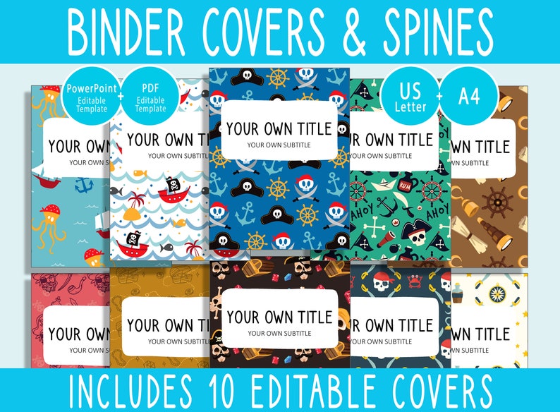 10 Editable Pirate Binder Covers Includes 1 1.5 2 - Etsy