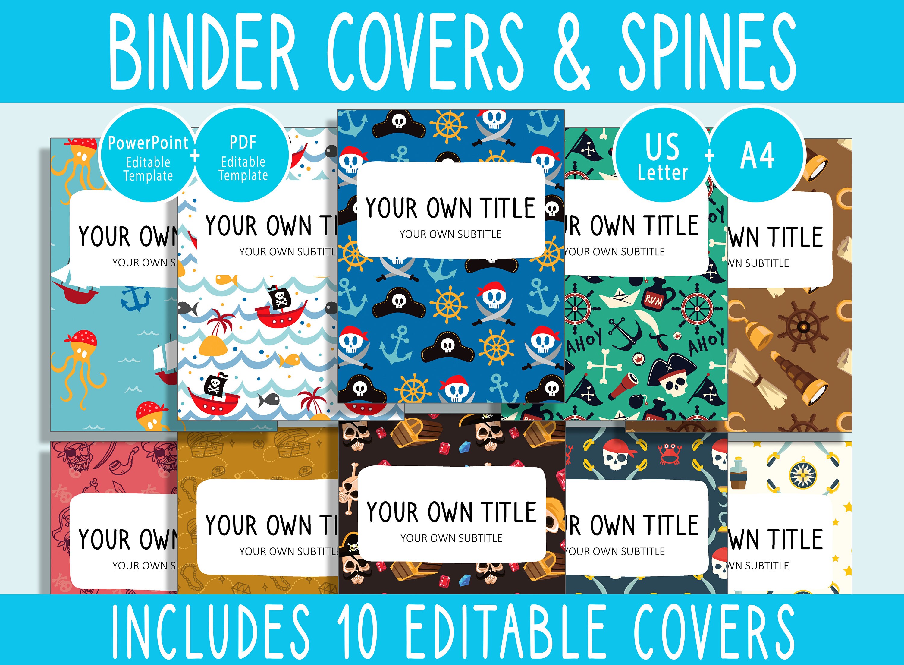 10 Editable Pirate Binder Covers Includes 1 1.5 2 - Etsy