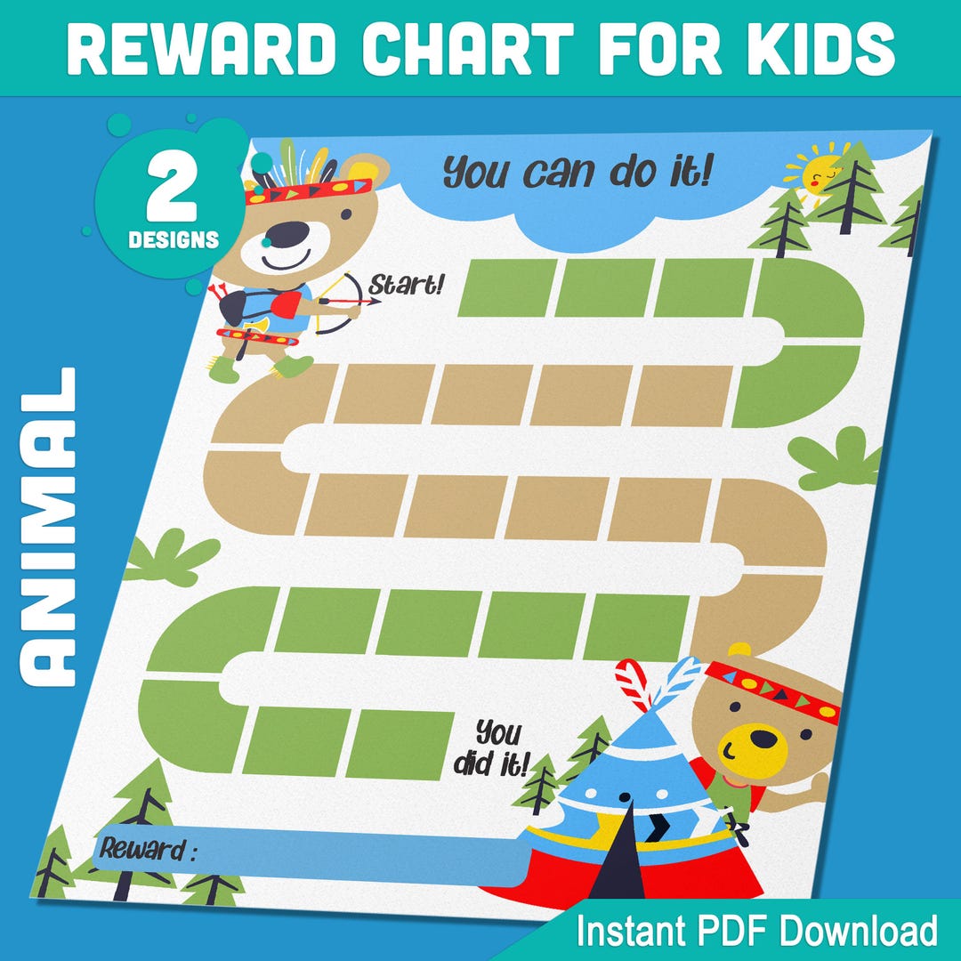 Printable Camping Animals Reward Chart for Kids: Encourage Positive ...