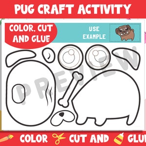 Cute Pug / Dog Craft Activity - Color, Cut, and Glue for Prek to 2nd ...