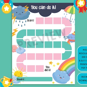 Printable Cute Weather Reward Chart for Kids: Track Behavior With Fun ...