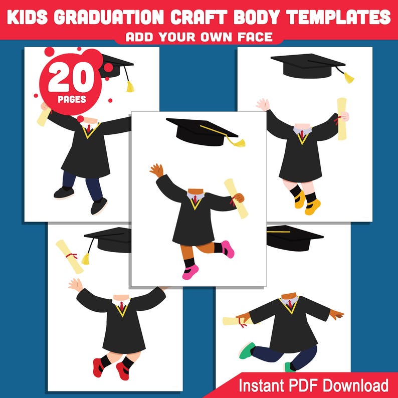 Printable Graduation Craft for Kids, Body Cutout Templates to Add Your ...