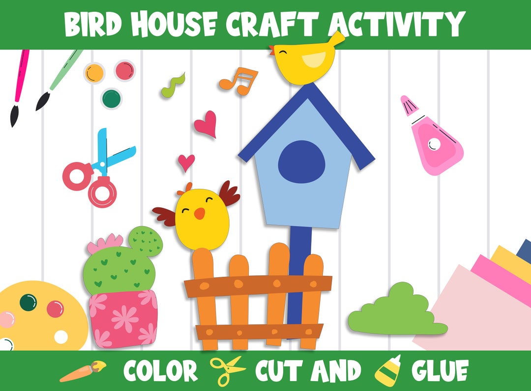 Bird House - Spring Craft Activity : Color, Cut, and Glue for Prek to ...