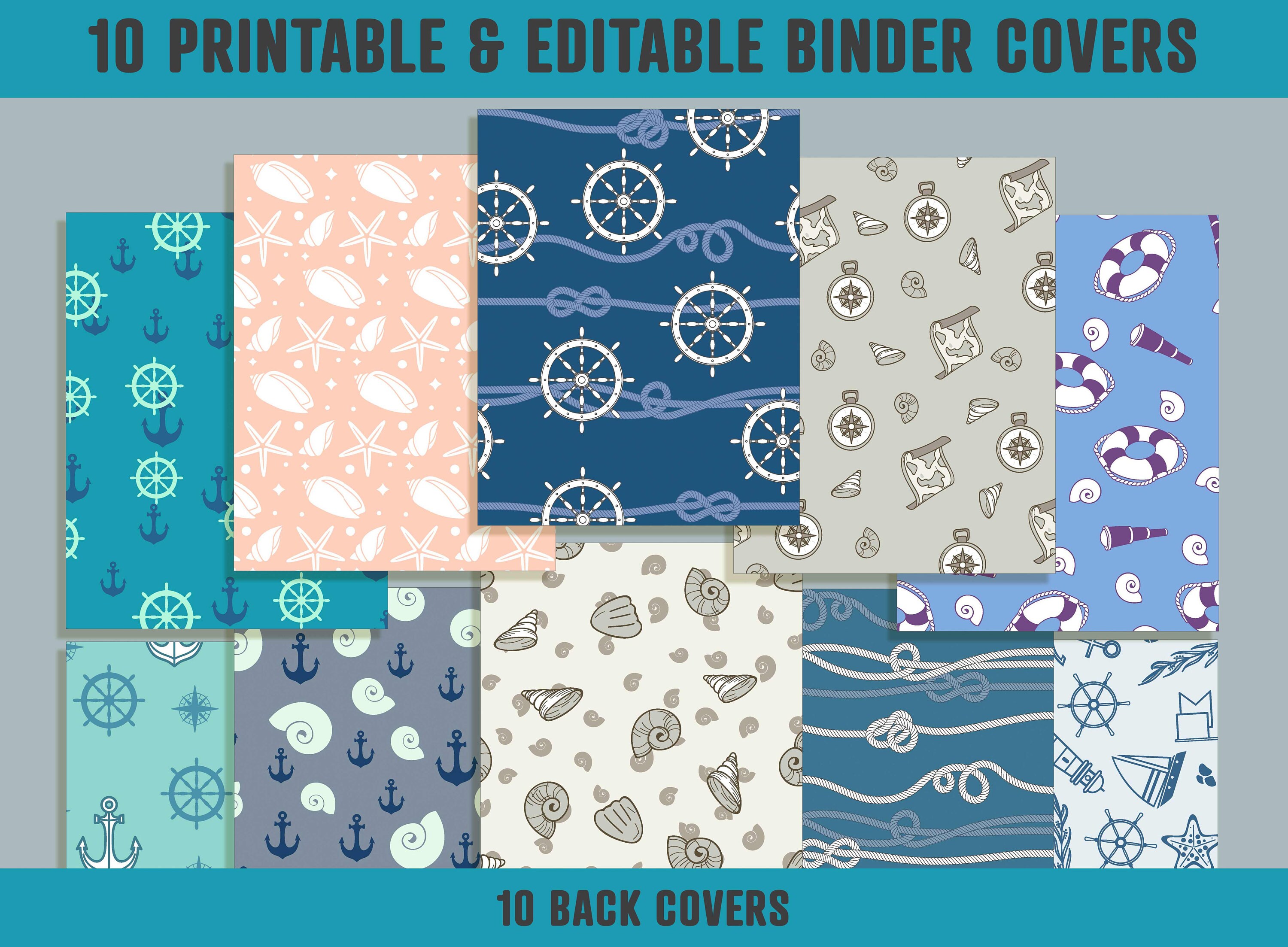 Marine Binder Cover, 10 Printable & Editable Binder Covers Spines ...