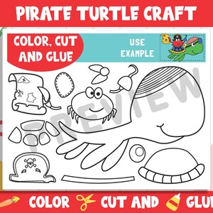 Pirate Turtle Craft Activity - Color, Cut, and Glue for Prek to 2nd ...