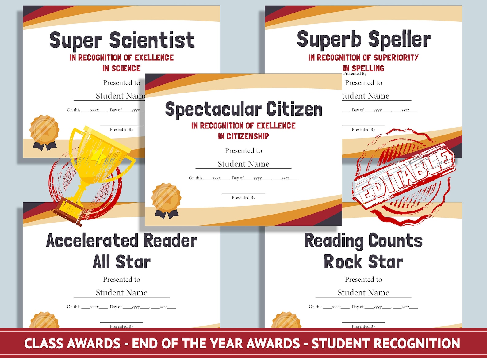 Editable Last Day of School Certificate, End of the Year Awards ...