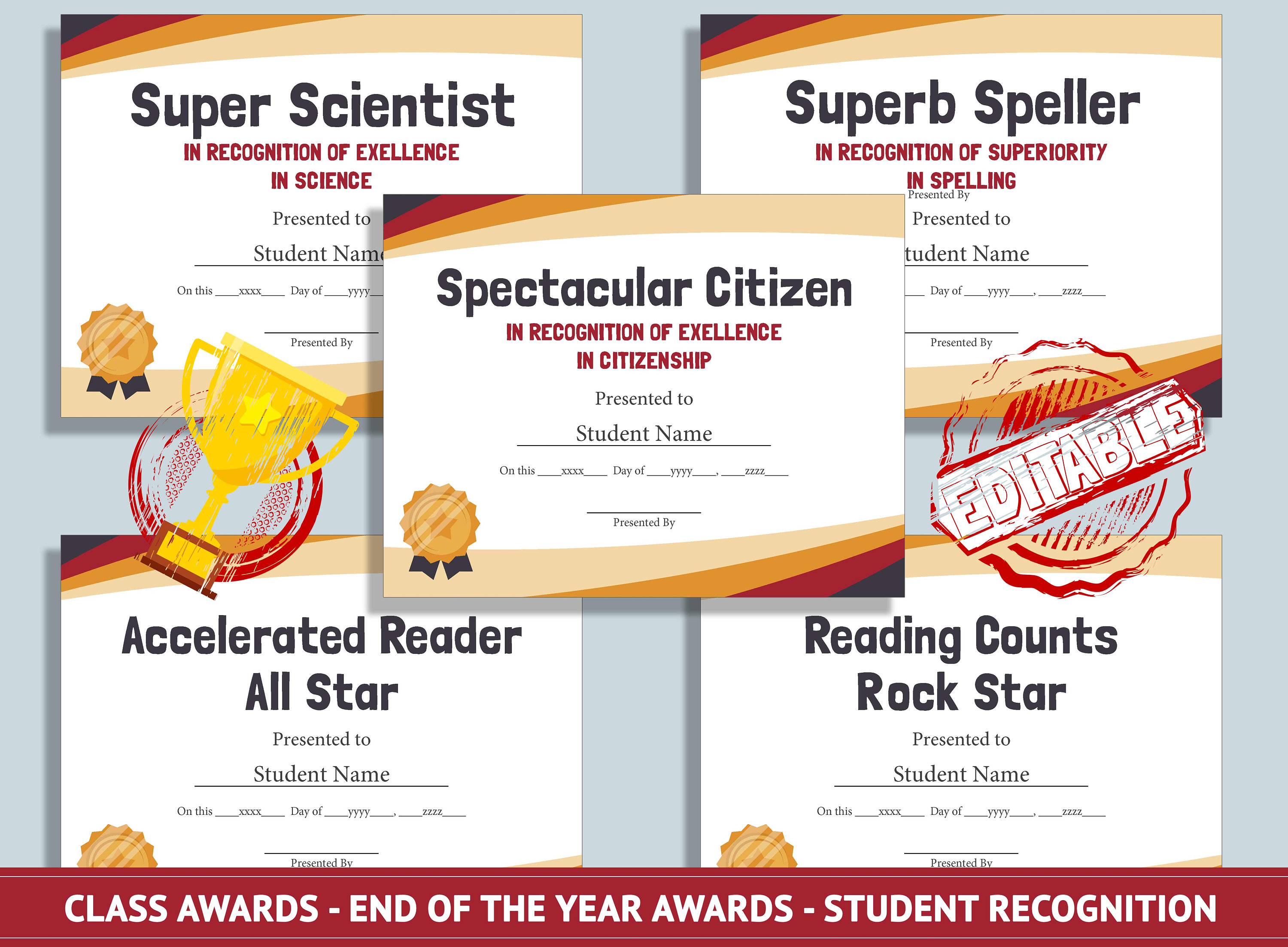 Editable Last Day of School Certificate, End of the Year Awards ...