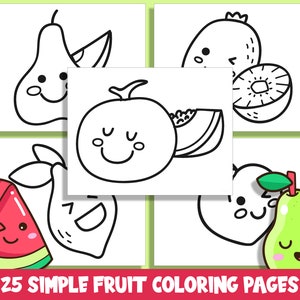 Fruit Coloring Pages: 25 Cute & Simple High-resolution Coloring Book ...