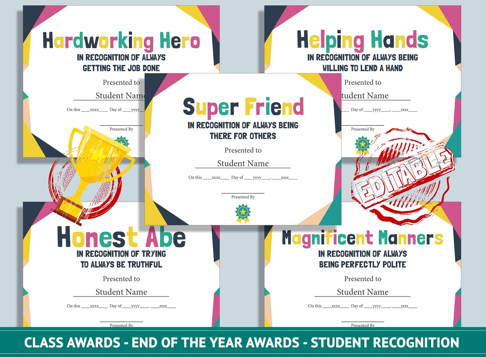 Editable End of School Awards End of the Year Awards Student - Etsy