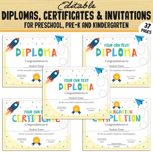Fun and Editable Preschool, Pre-k, and Kindergarten Diplomas ...