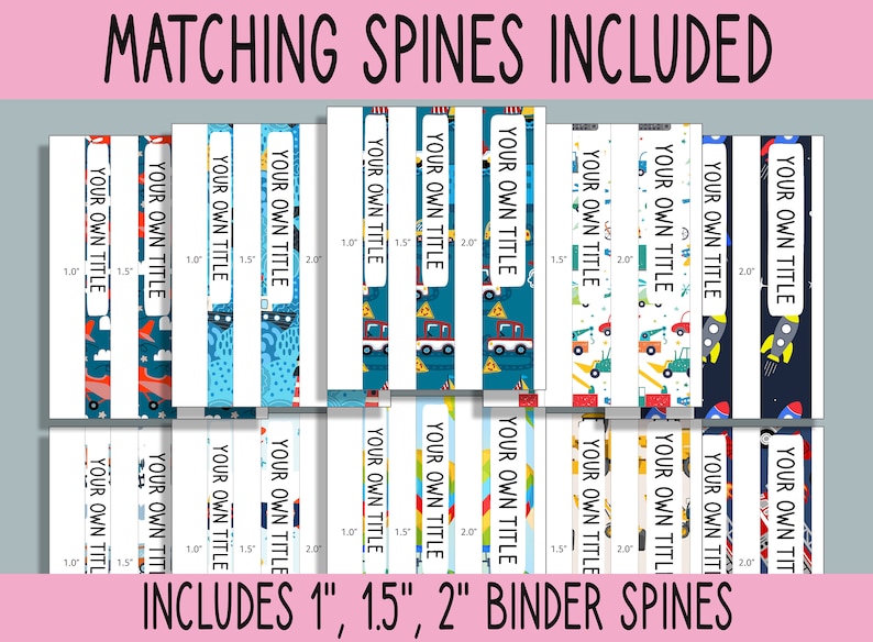 10 Editable Vehicle Binder Covers, Includes 1, 1.5, 2 Spines, Available ...