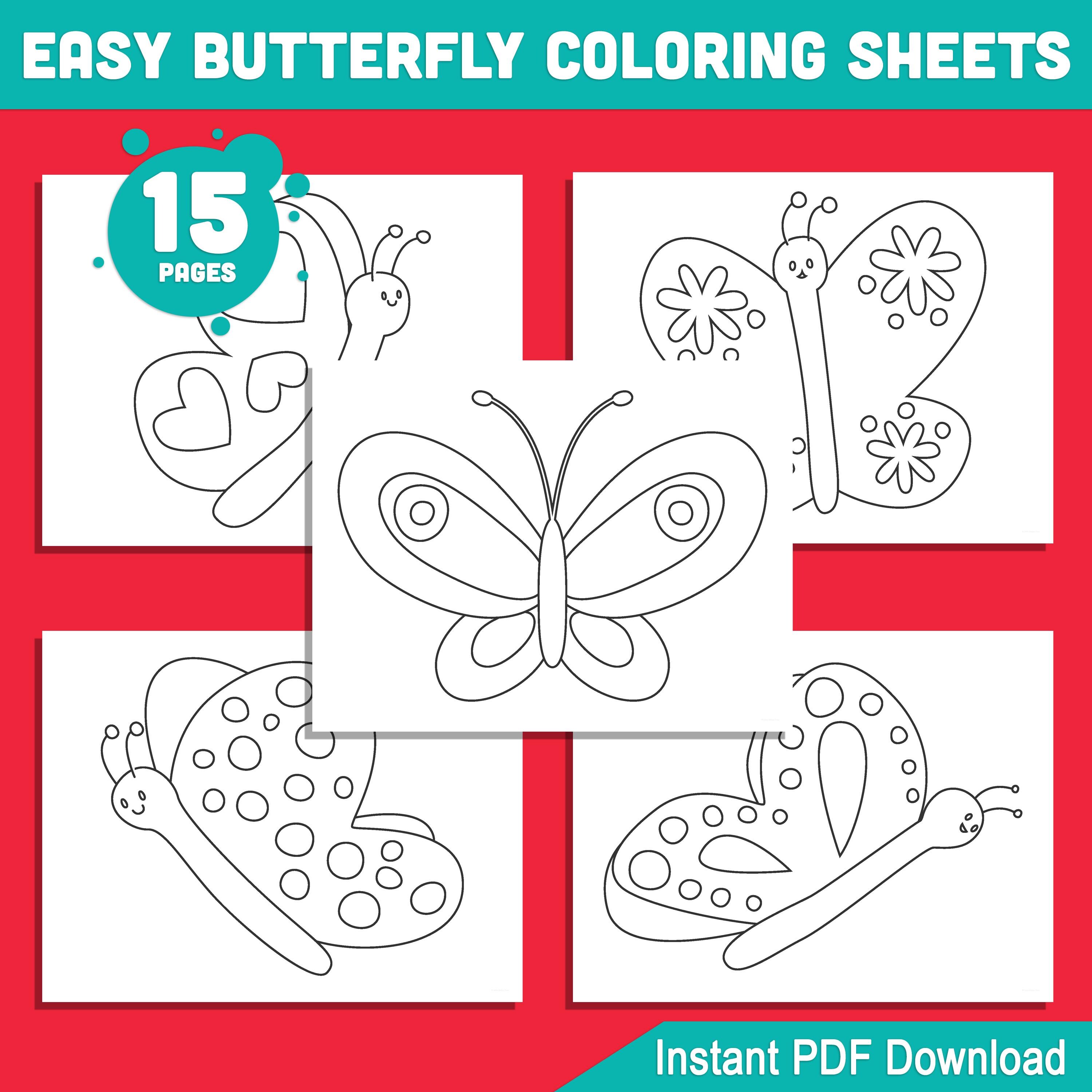 Easy Butterfly Coloring Sheets: 15 Charming Designs for Preschool ...