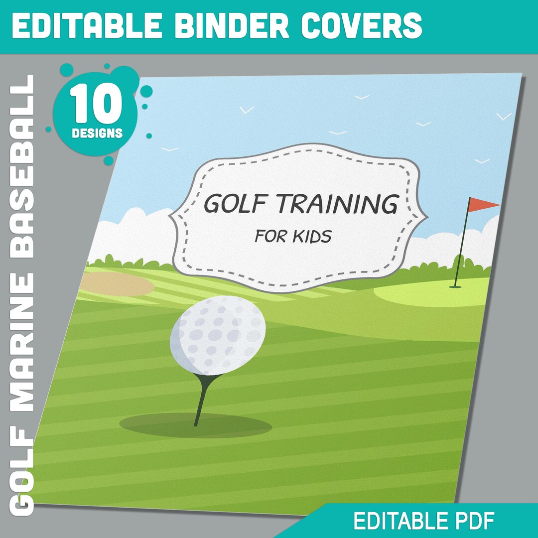 Golf, Marine and Baseball Binder Cover, 10 Printable & Editable Binder ...