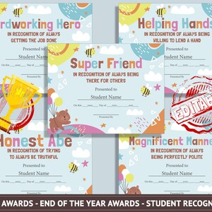 Editable End of the Year Classroom Awards - Student Recognition, PDF ...