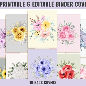 Flower Binder Cover, 10 Printable & Editable Binder Covers+spines ...