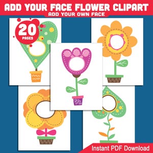 Add Your Face Flower Clipart Templates: Create a Personalized Spring ...