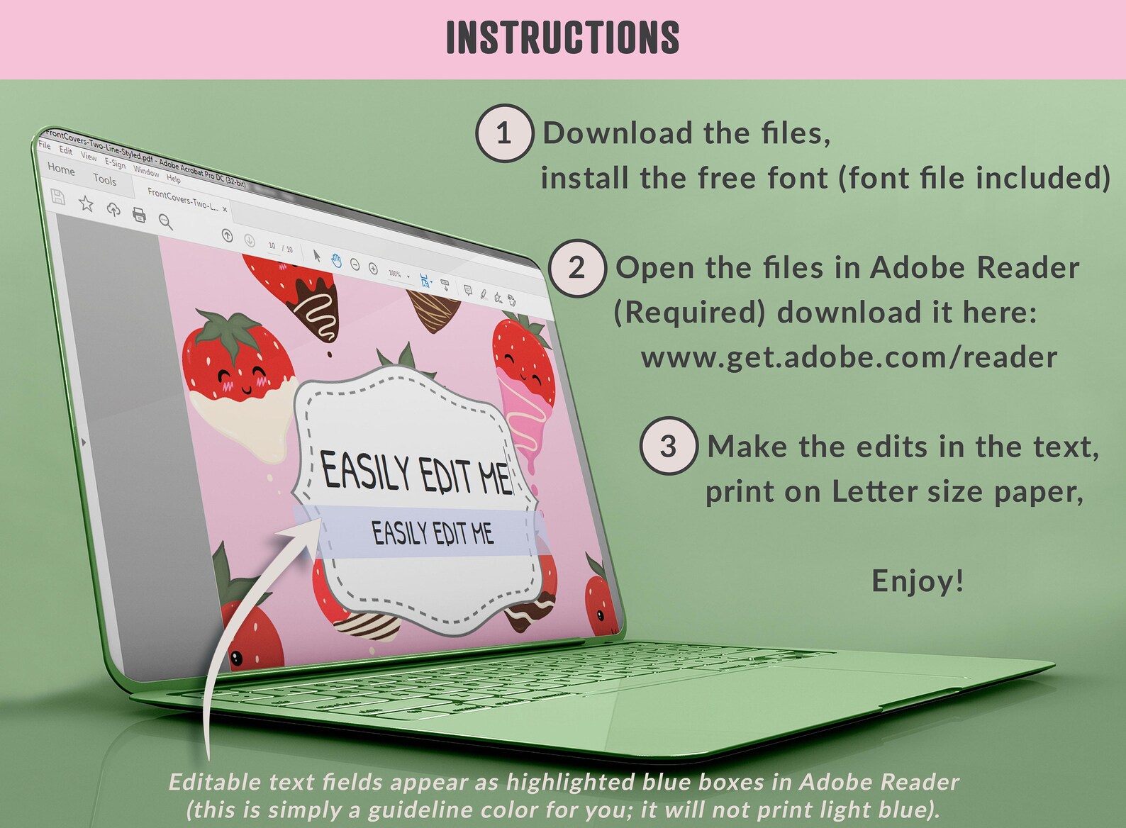 Food Binder Cover, 10 Printable & Editable Covers+spines Binder Insert ...