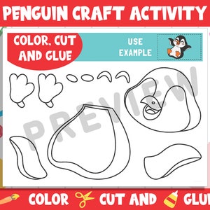 Cute Penguin Craft Activity - Color, Cut, and Glue for Prek to 2nd ...