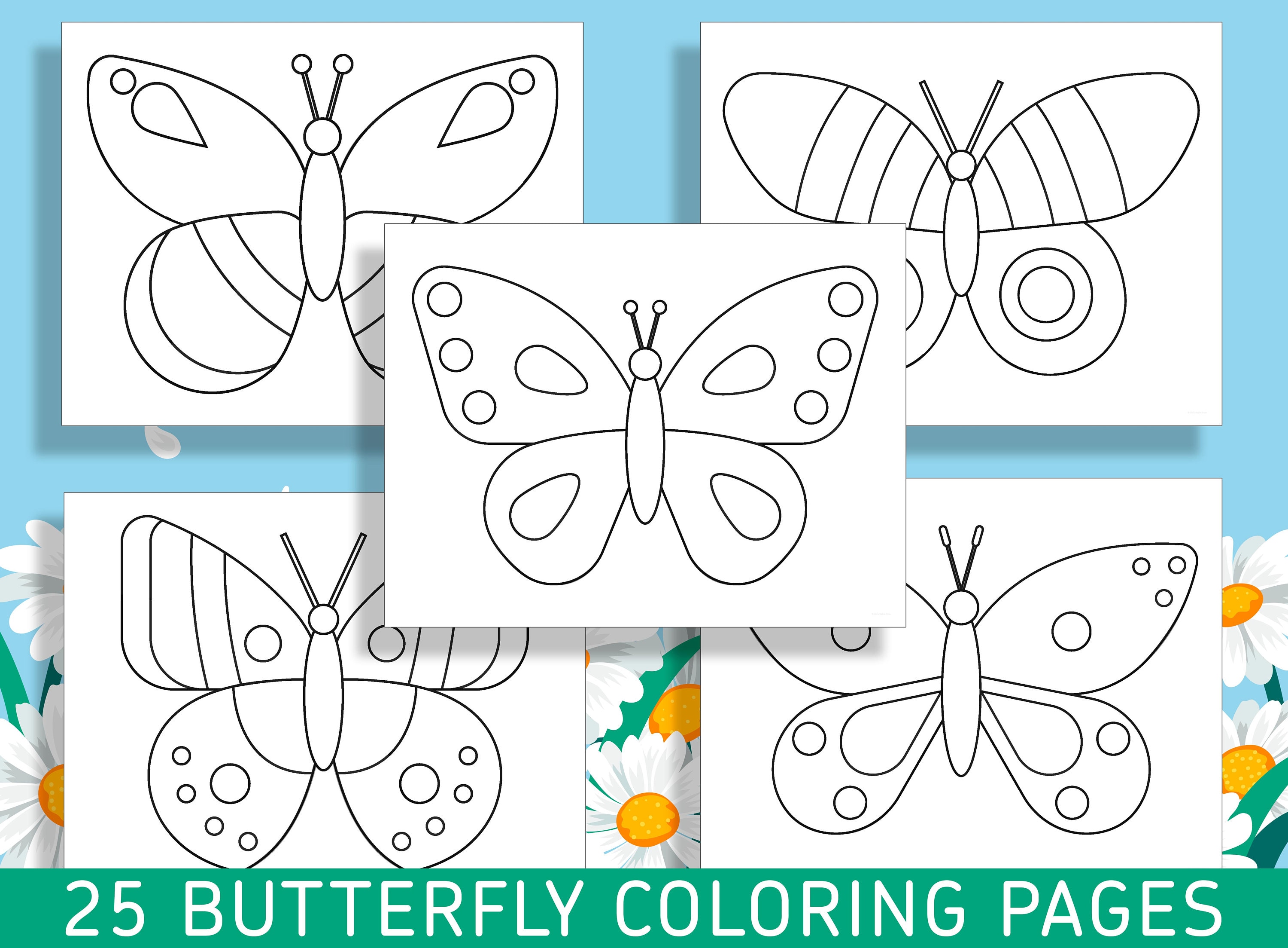 Butterfly Coloring Pages: 25 Simple Designs for Kindergarten ...