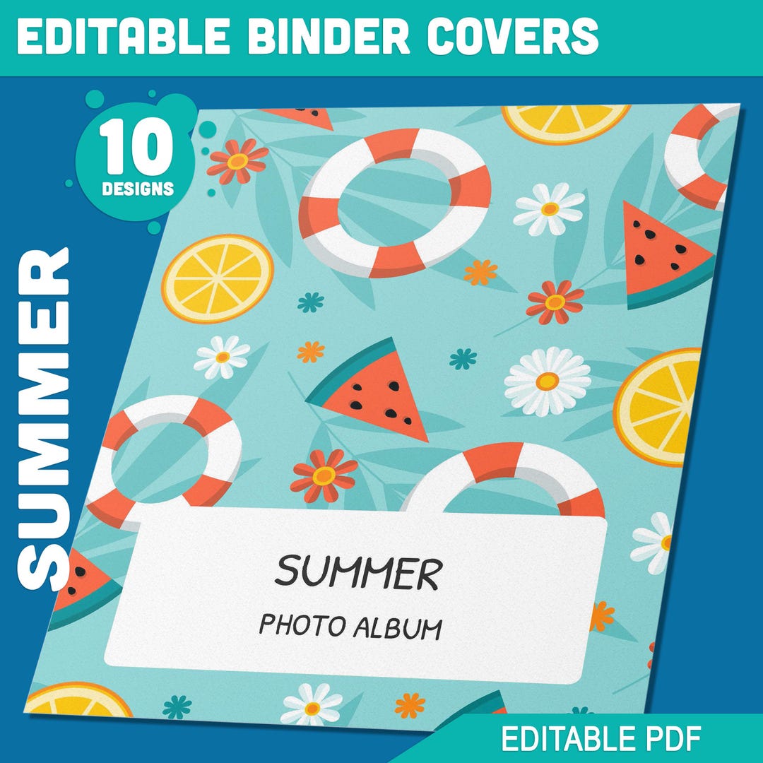 Binder Cover Template, 10 Printable/editable Binder Covers+spines ...