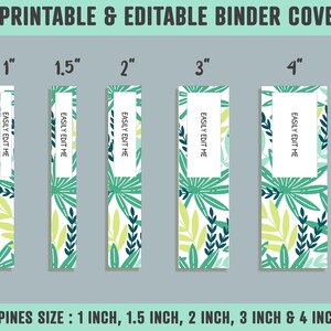 Leaves Binder Cover, 10 Printable & Editable Binder Covers Spines ...