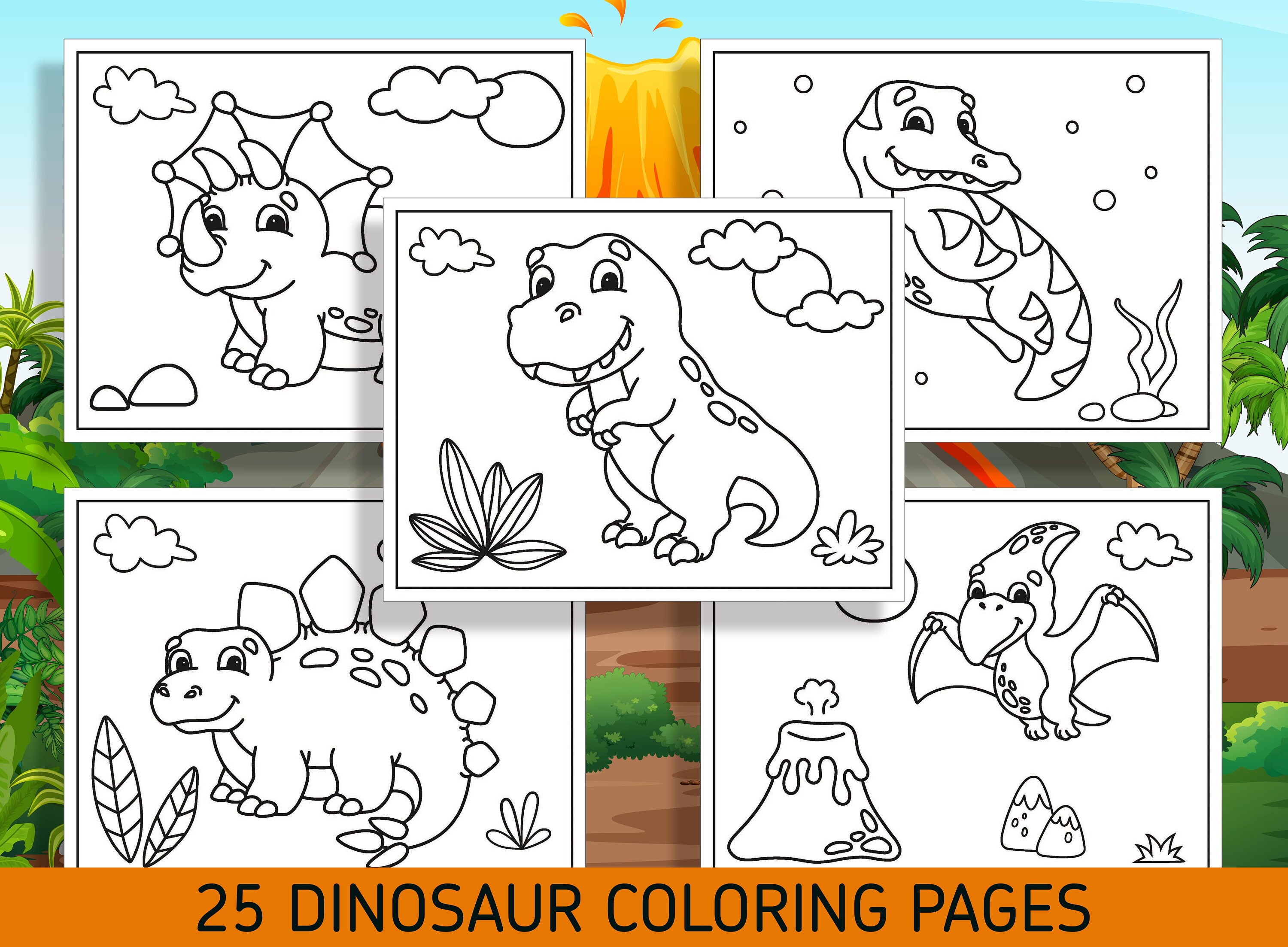 Roar-some Fun for Kids 25 Easy Dinosaur Coloring Pages for Kindergarten ...