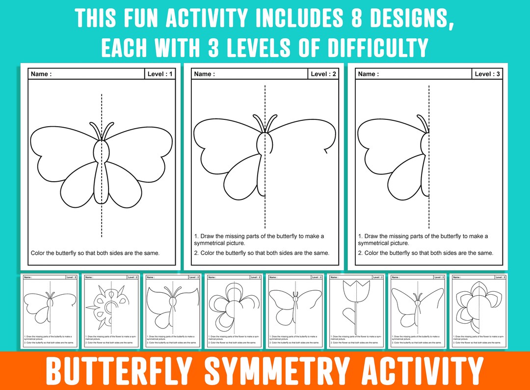 Flowers and Butterflies Line of Symmetry, Spring / Summer Butterfly ...
