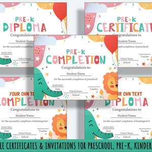 Diploma, Certificate, and Invitation Template for Kids With Animals ...