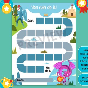 Printable Dragon Fighting Reward Chart Knight Behavior Chart - Etsy