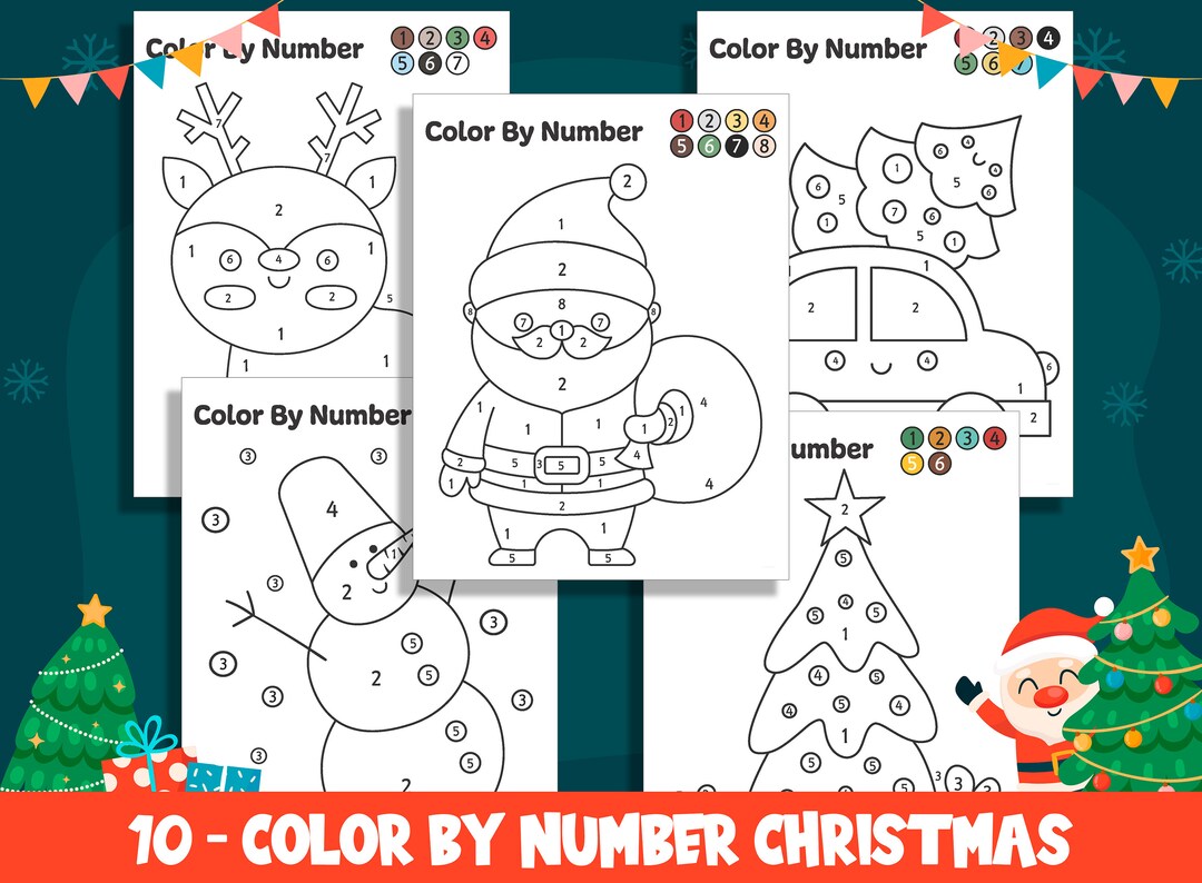 Jolly Holiday Colors: Simple Christmas Color by Number for Little ...