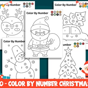 Jolly Holiday Colors: Simple Christmas Color by Number for Little ...