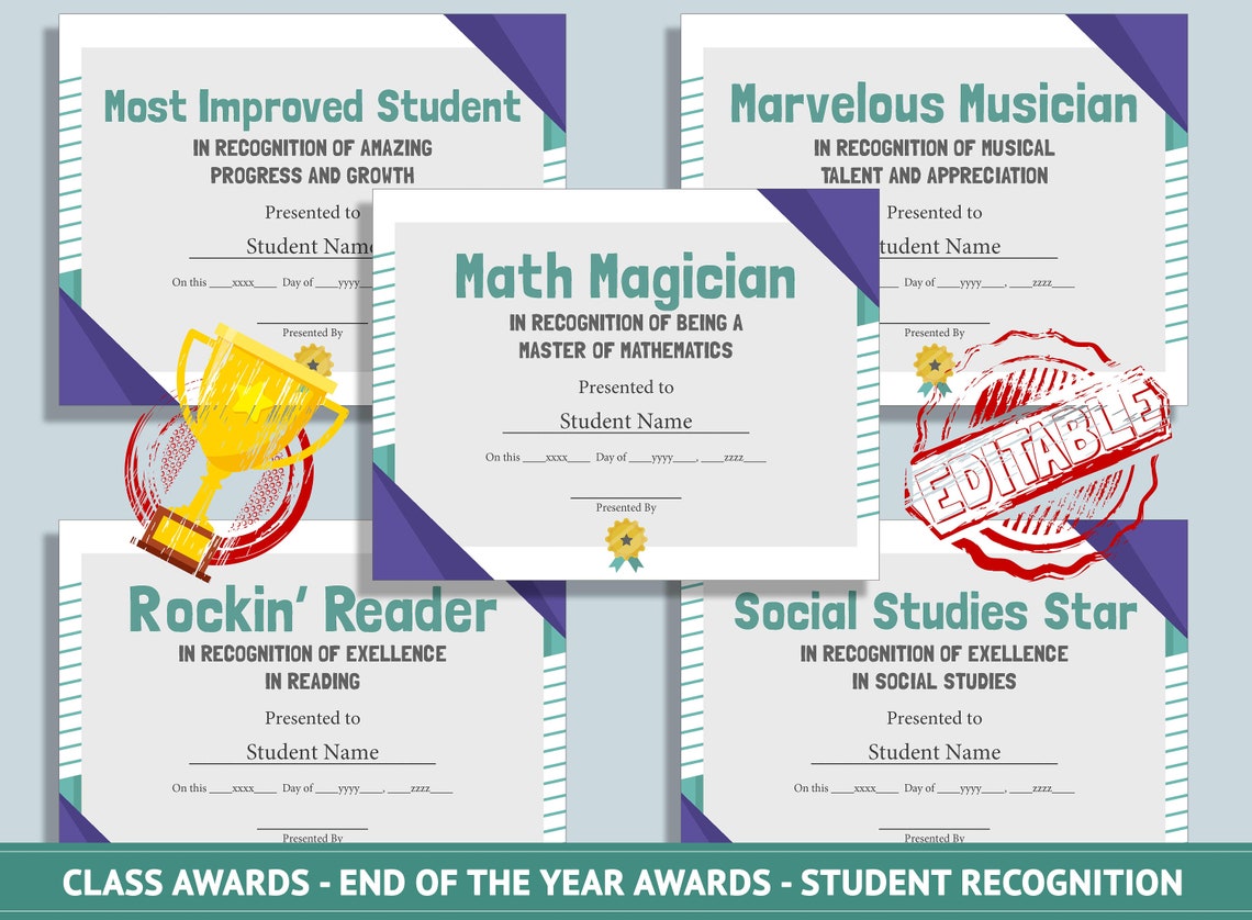Editable End of School Year Awards End of the Year Awards - Etsy