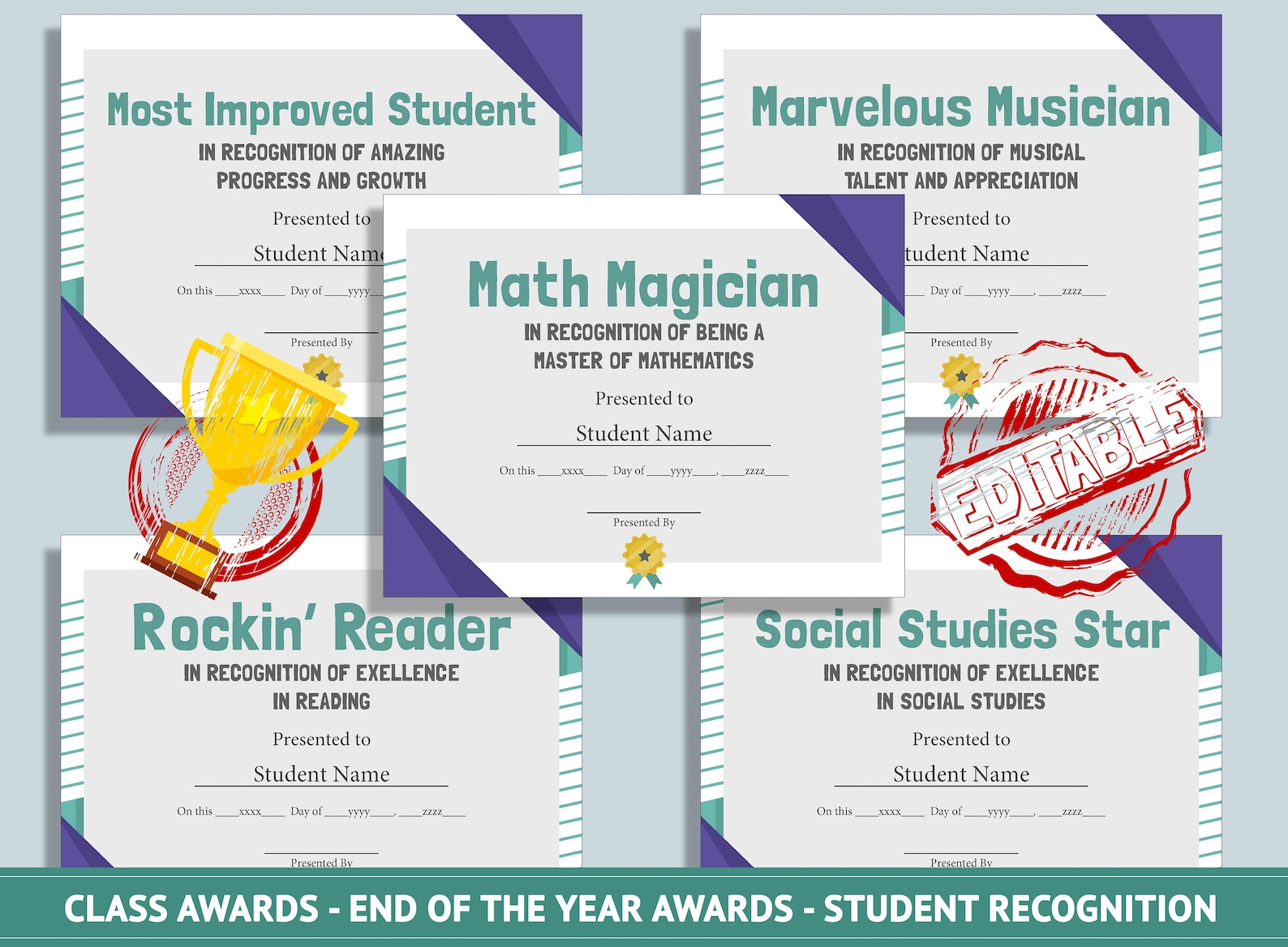 Editable End of School Year Awards End of the Year Awards - Etsy