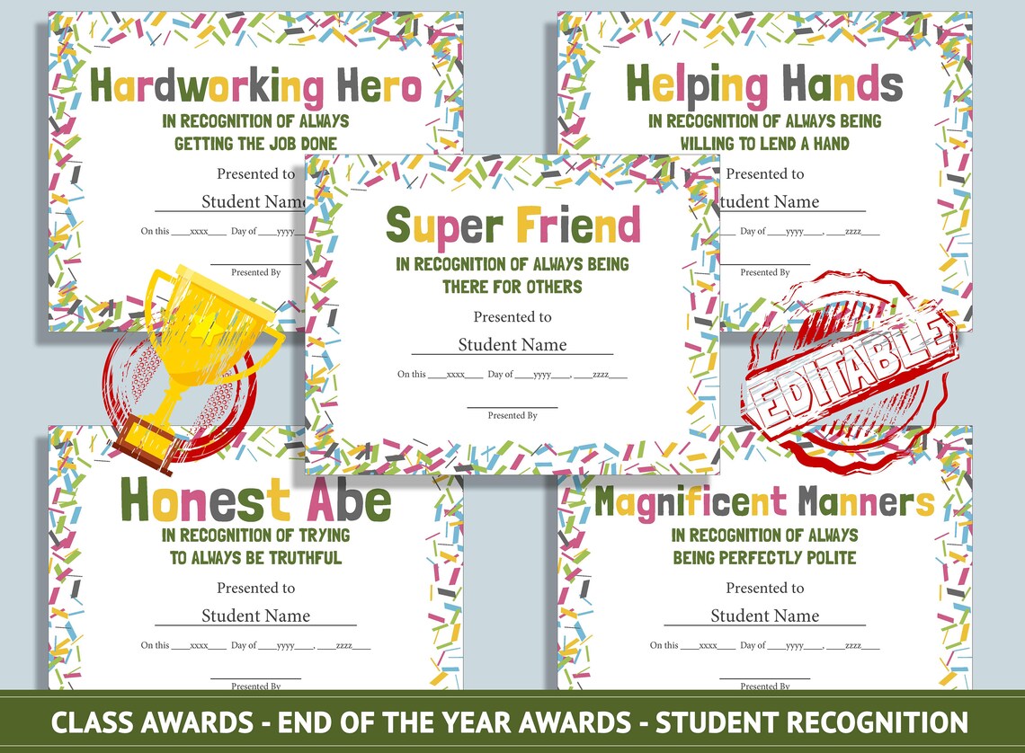 Editable Fun Awards for Students at the End of the Year, Classroom ...