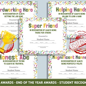 Editable Fun Awards for Students at the End of the Year, Classroom ...
