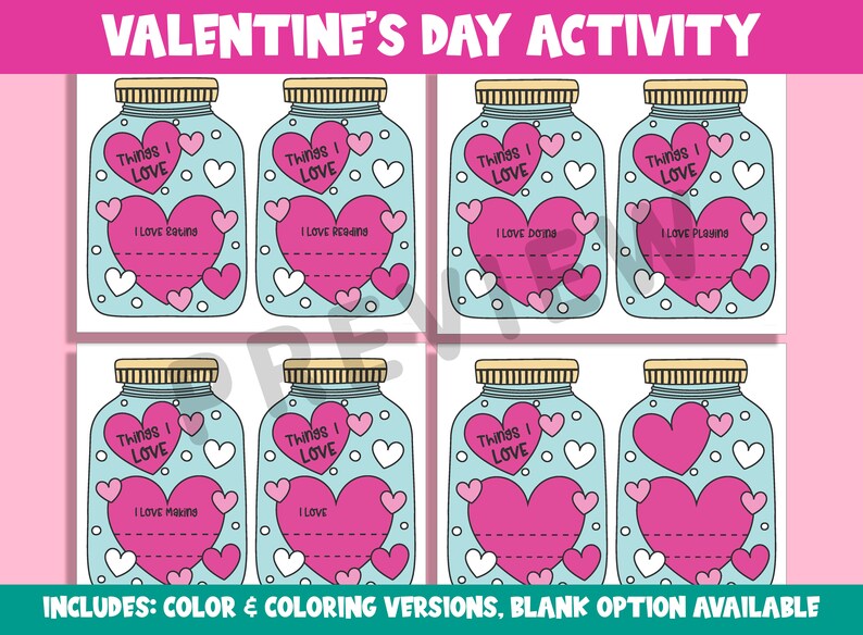 Valentines Day Activity, Paper Craft + Writing, Print, Cut, Color ...