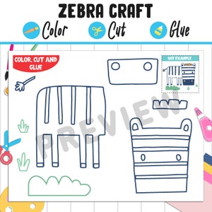 Simple Zebra Craft for Kids : Color, Cut, and Glue, a Fun Activity for ...