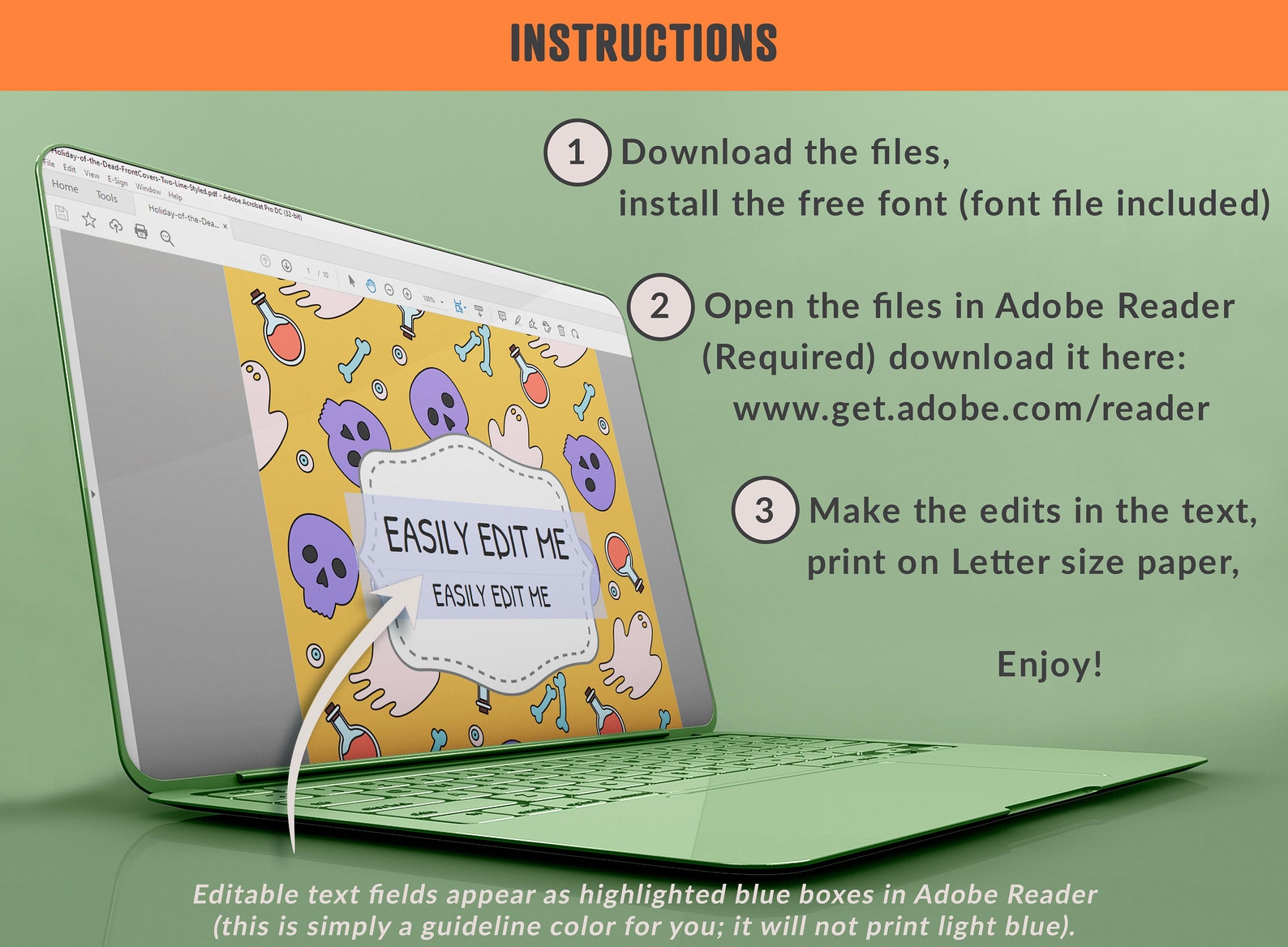 Halloween the Holiday of the Dead Binder Cover, 10 Printable & Editable ...