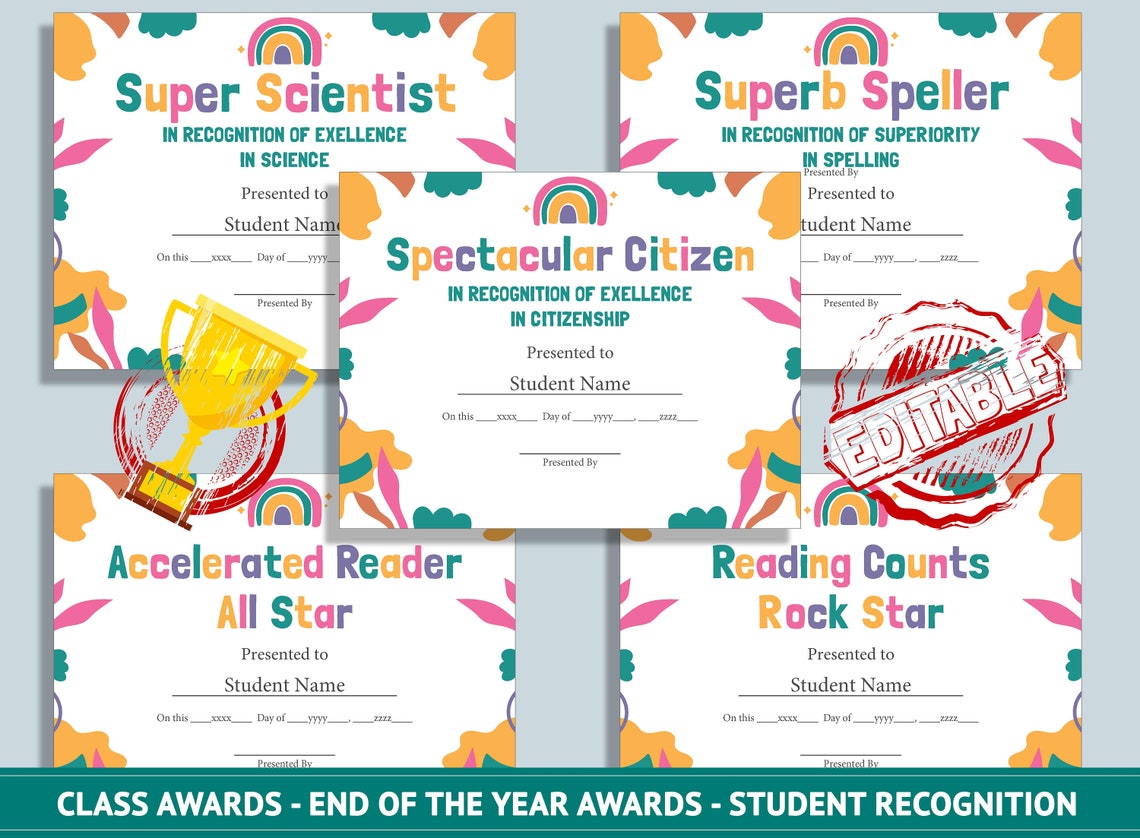 Editable End of Year Classroom Awards End of the Year Awards - Etsy
