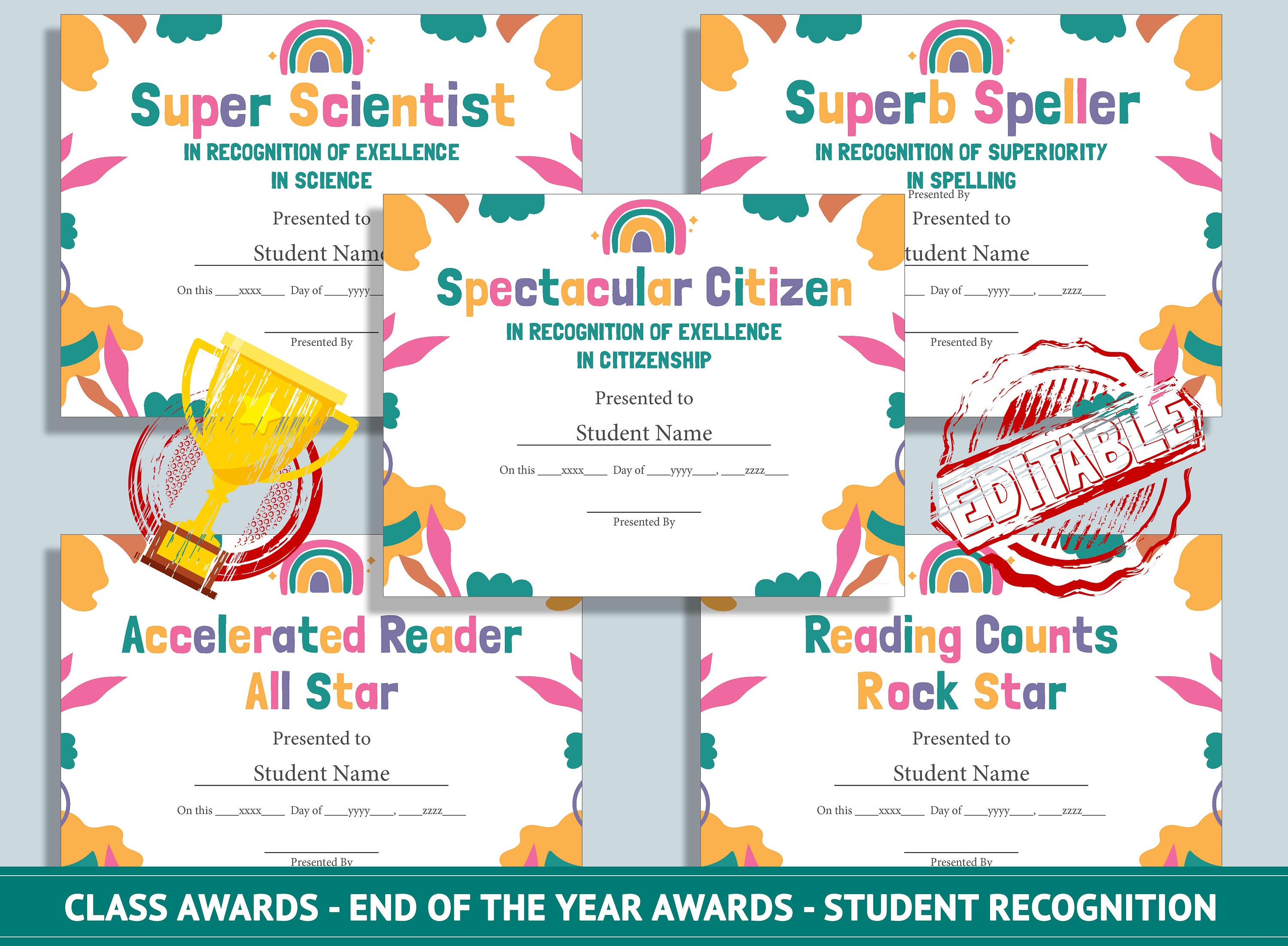 Editable End of Year Classroom Awards End of the Year Awards Student ...