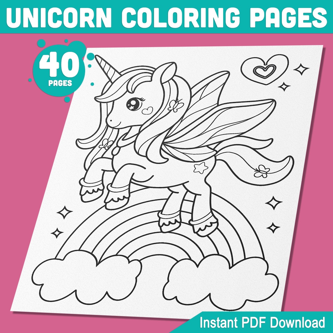 Unicorn Coloring Pages: 40 Cute and Magical Activity Sheets for Kids ...