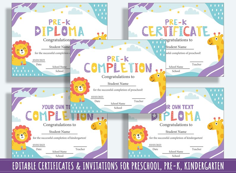 37 Pages of Editable Diploma, Certificate, and Invitation Templates for ...