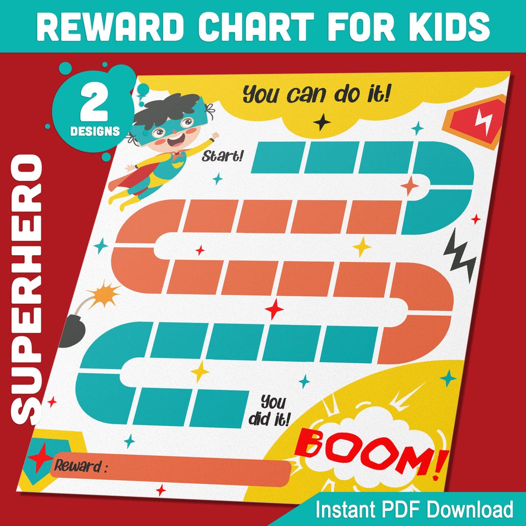Printable Superhero Reward Chart for Kids, Comic-themed Behavior ...