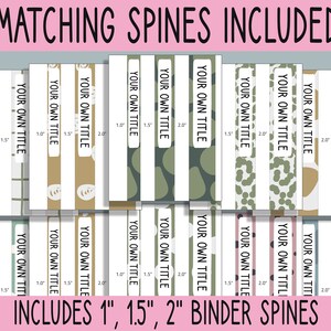 10 Editable Organic Theme Binder Covers, Includes 1", 1.5", 2" Spines ...