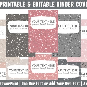 Powerpoint Binder Covers, 10 Printable/editable Terrazzo Marble Covers ...