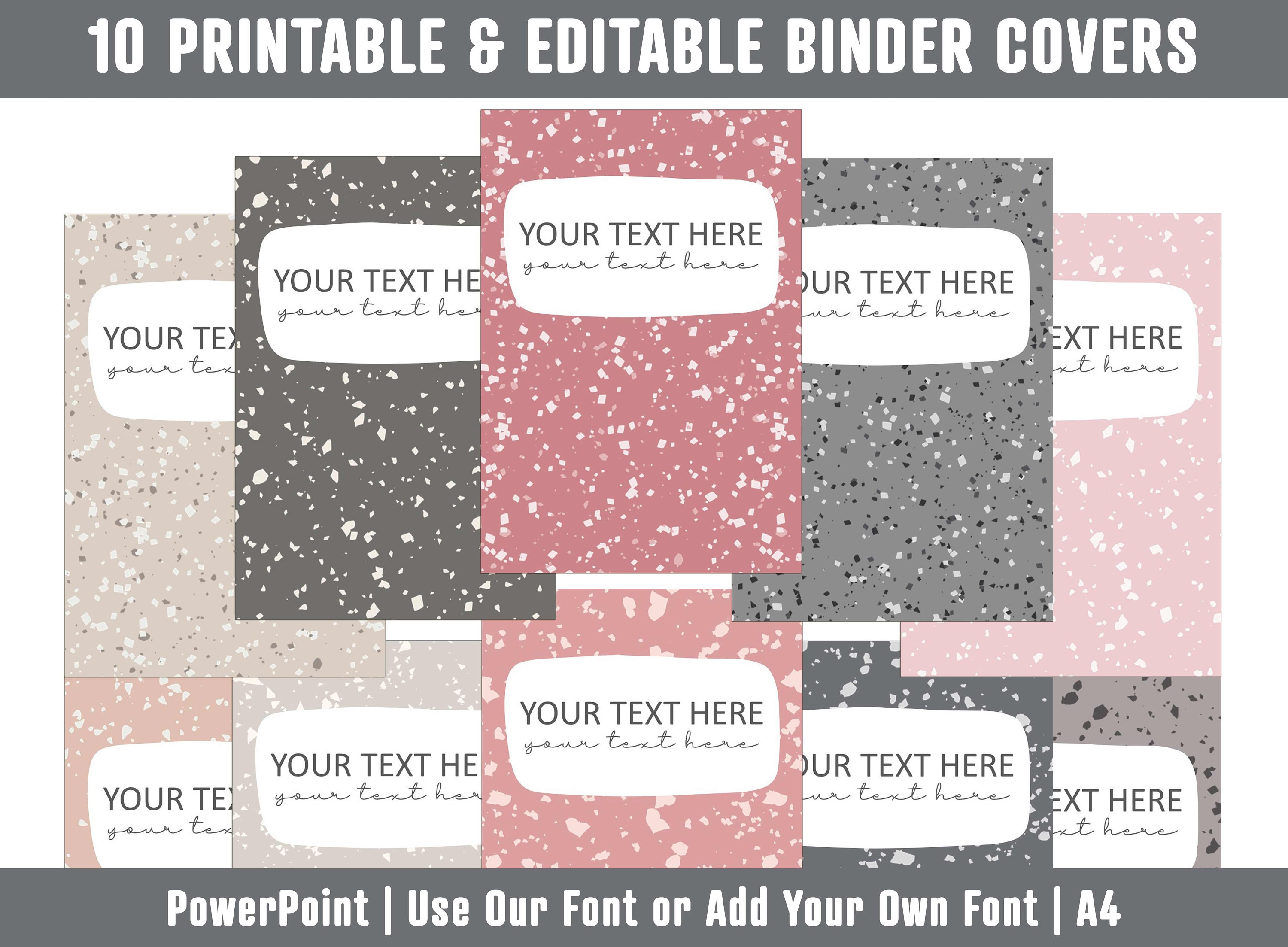 Powerpoint Binder Covers, 10 Printable/editable Terrazzo Marble ...