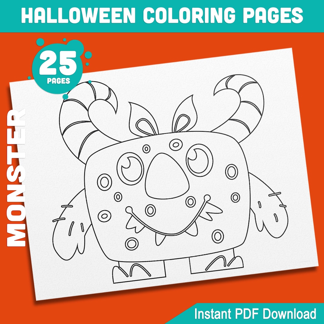 Spooky Monster Coloring Book for Kids: 25 High-resolution Pages ...