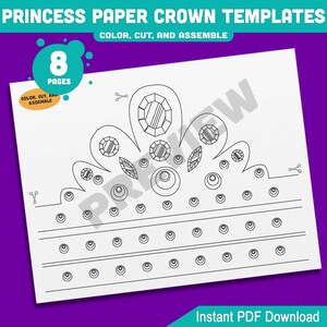 Princess Paper Crown Templates – Printable Tiara, King and Queen ...