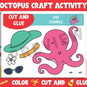 Cute Octopus Craft Activity - Color, Cut, and Glue for Prek to 2nd ...