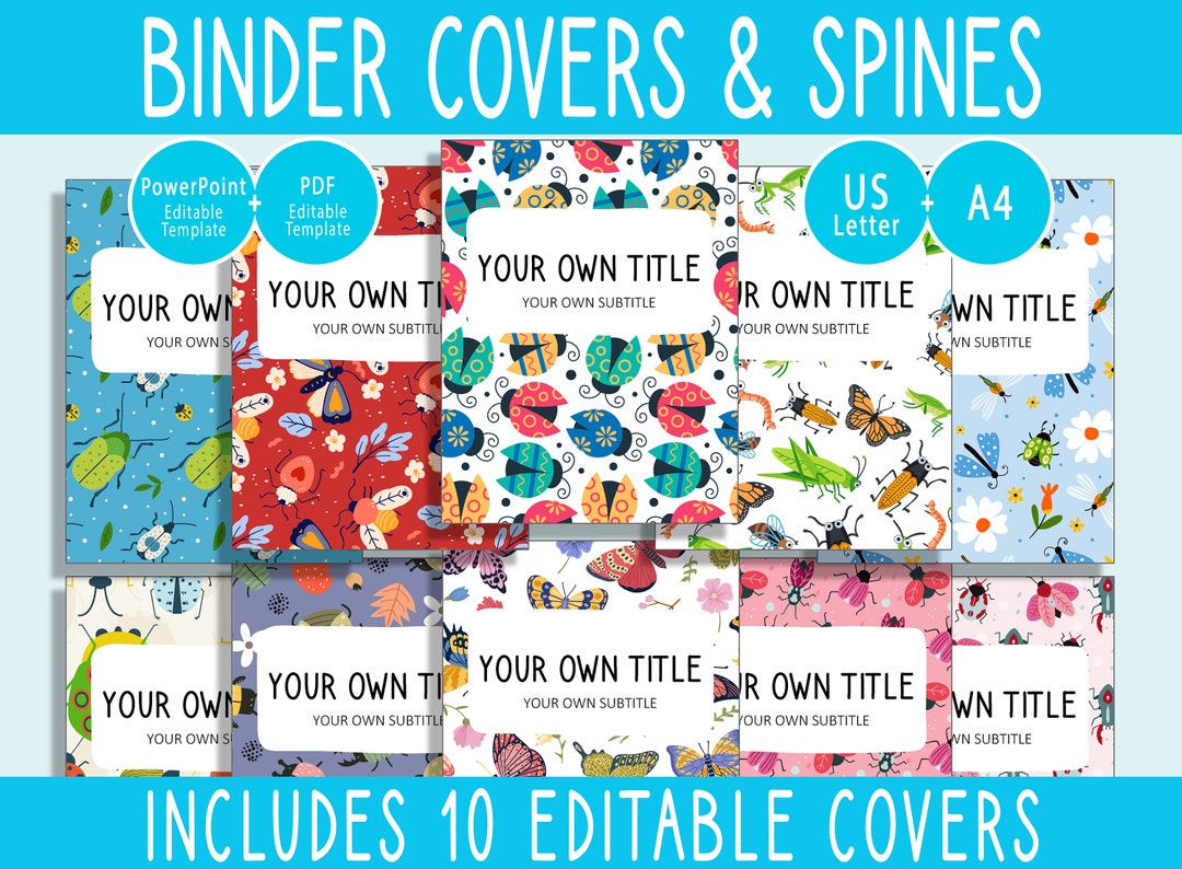 10 Editable Insect/bug/beetle Binder Covers Includes 1 - Etsy